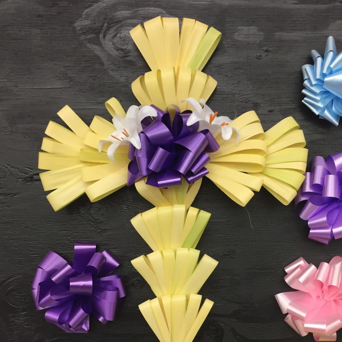 Palm Cross with Lily - Lakeview Cemetery